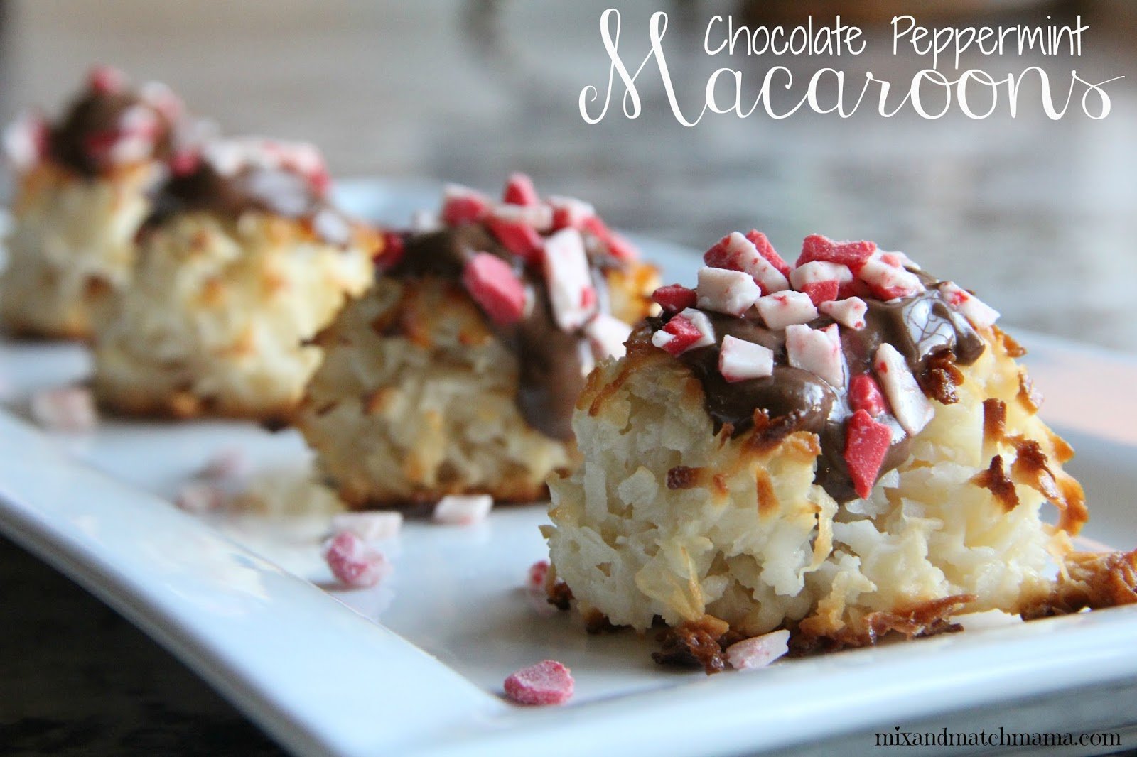 Chocolate Peppermint Macaroons Recipe | Mix and Match Mama
