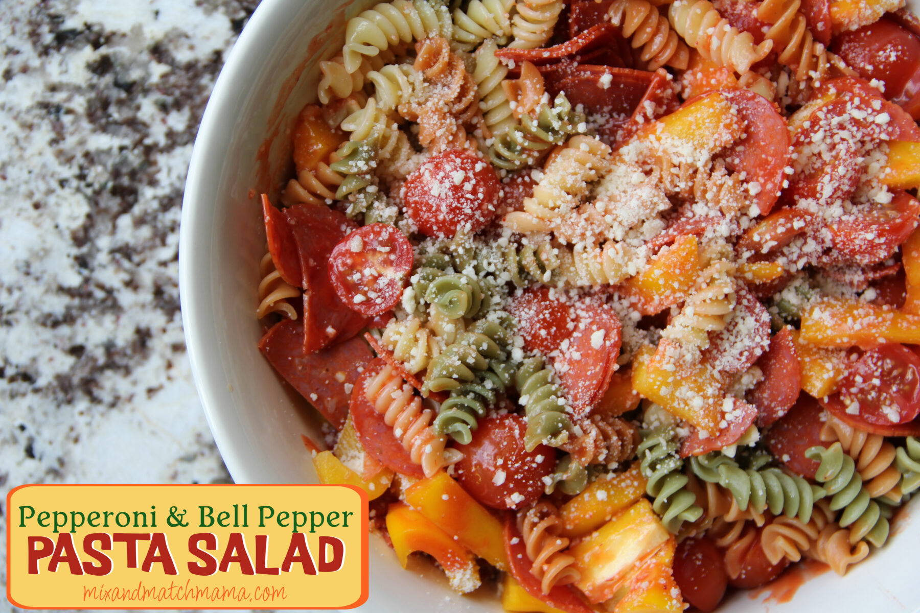 Pepperoni & Bell Pepper Pasta Salad - Mix & Match Mama