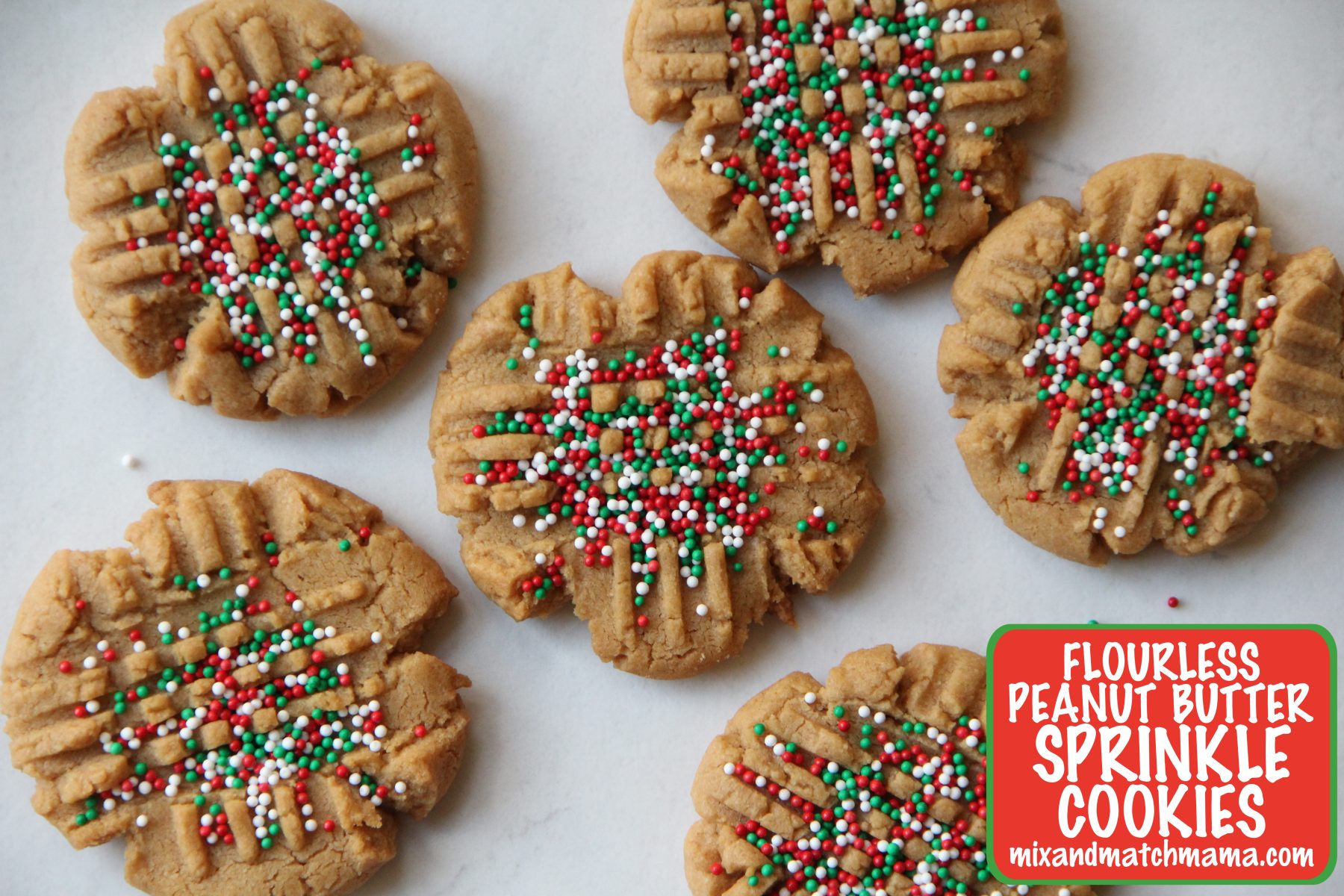 Flourless Peanut Butter Sprinkle Cookies - Mix & Match Mama