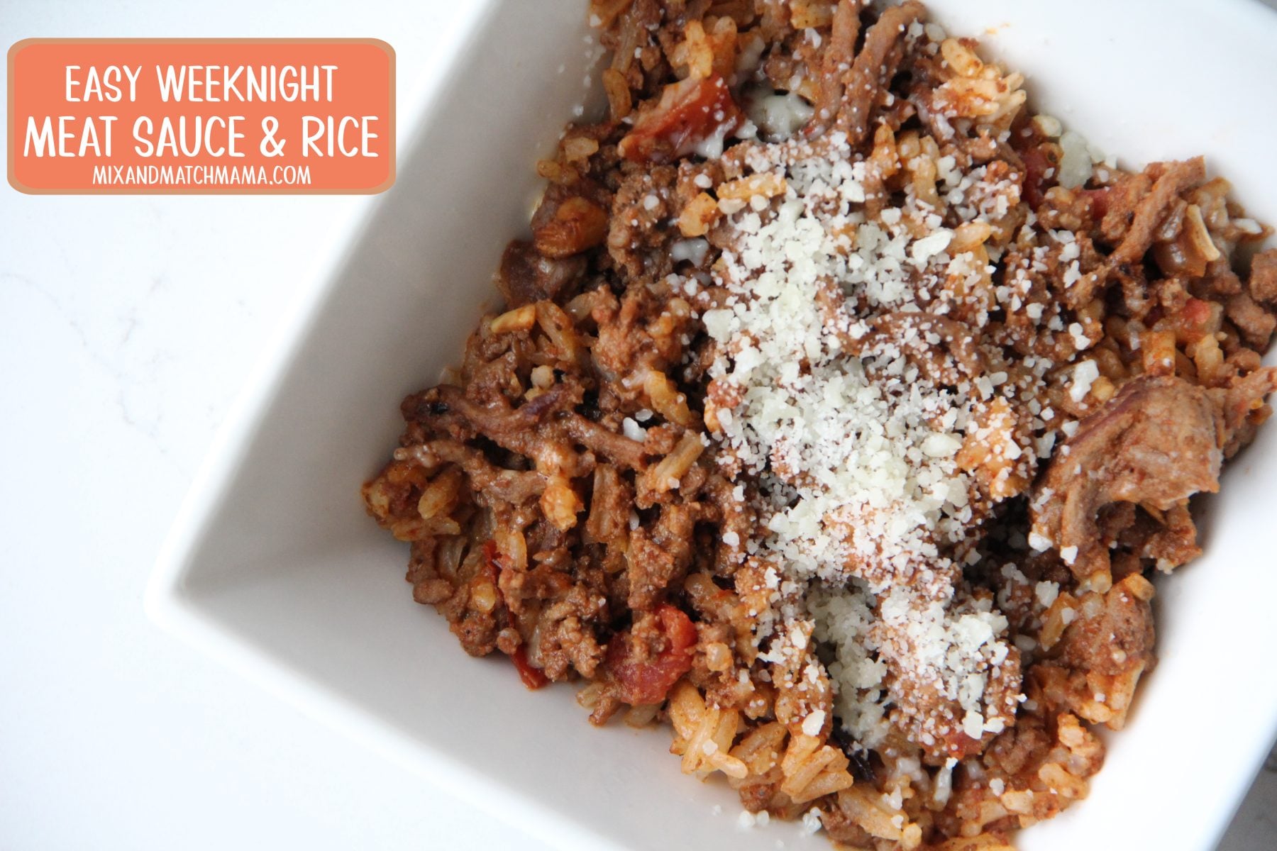 Easy Weeknight Meat Sauce & Rice - Mix & Match Mama