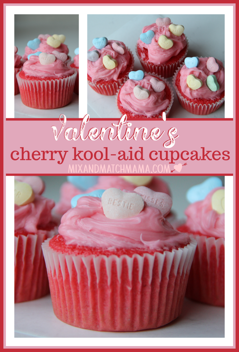 Valentine's Cherry Kool-Aid Cupcakes - Mix & Match Mama